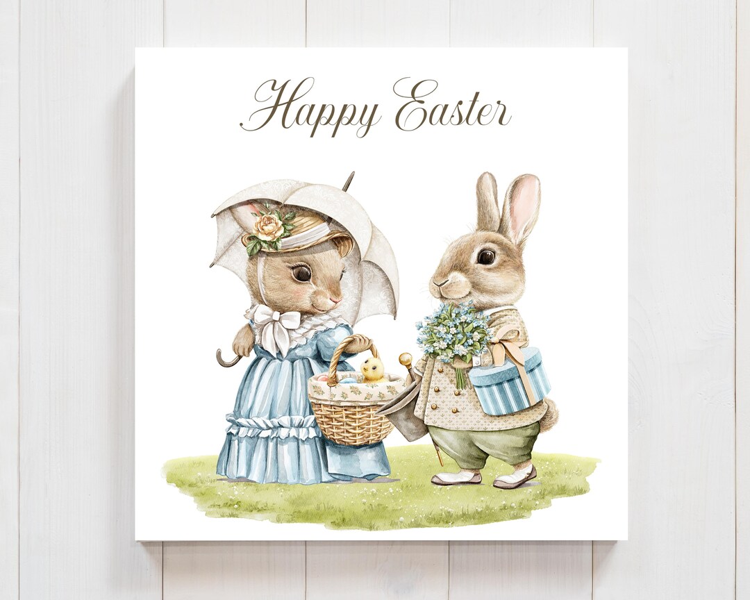 Instant PNG Download, Cute Mr & Mrs Easter Bunny Carrying Easter ...