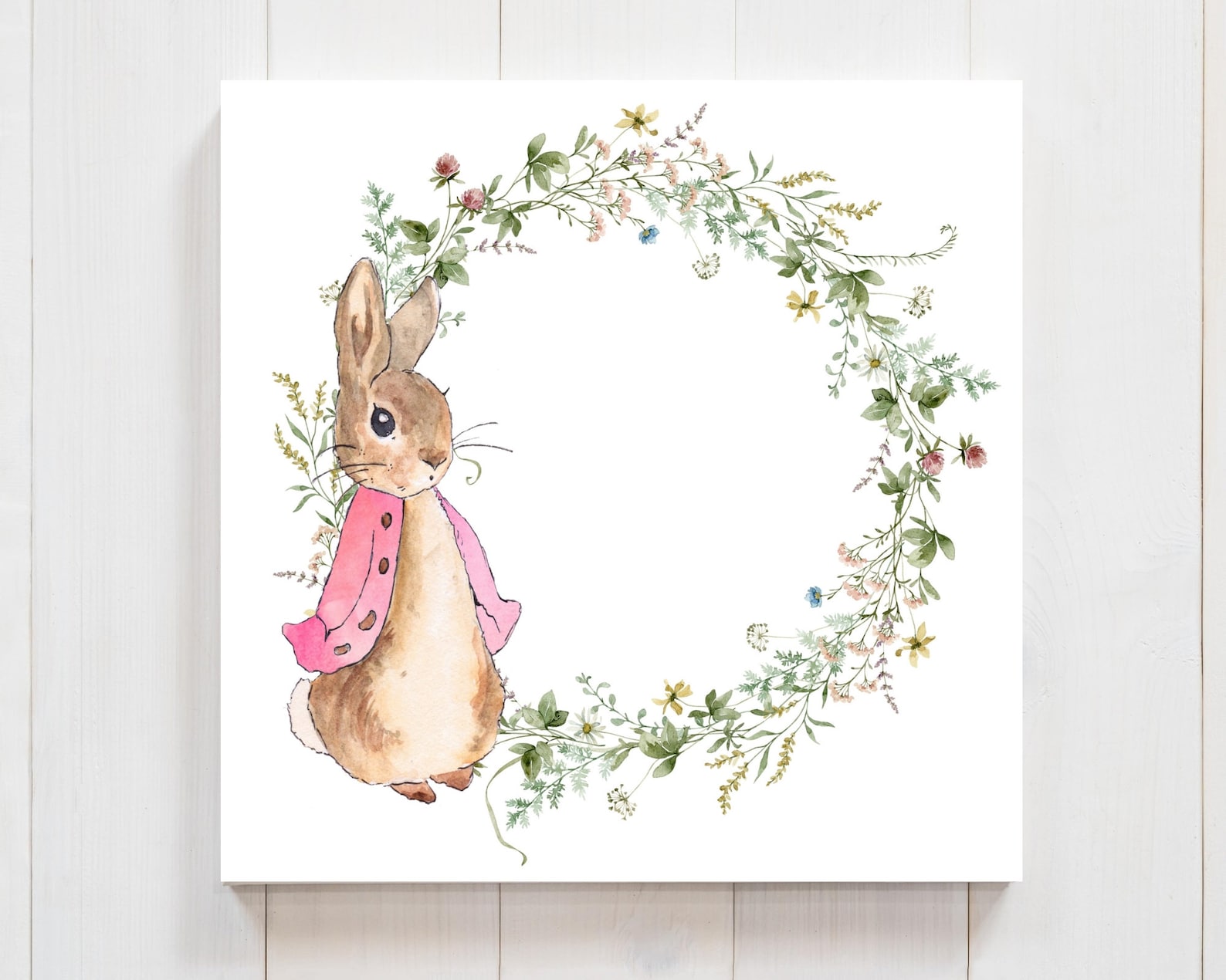 Instant PNG Download, Flopsy Bunny in Pink Jacket, Wildflower Wreath ...