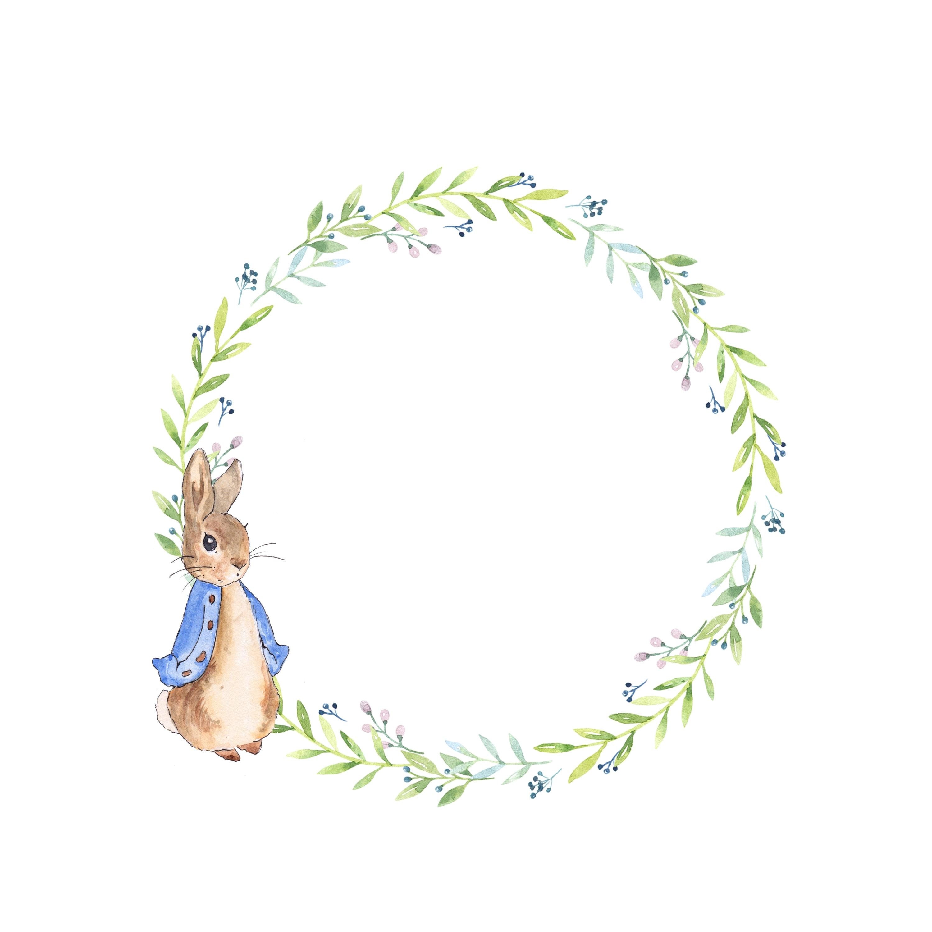 Instant PNG Download, Peter Rabbit, Bunny in Blue Jacket, Blue Floral ...