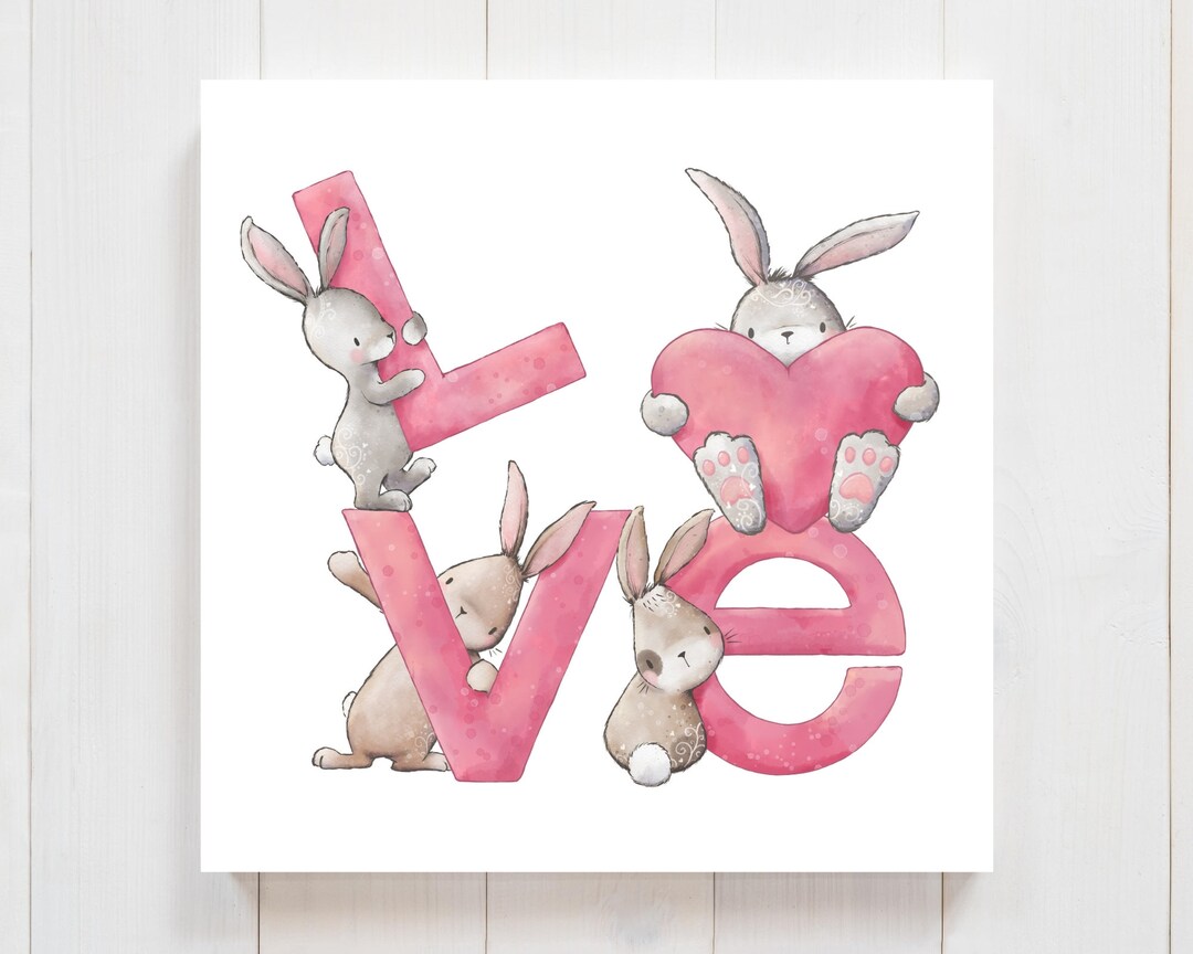 Instant PNG Download, Cute Bunnies Holding Letters That Spell Out 'love ...