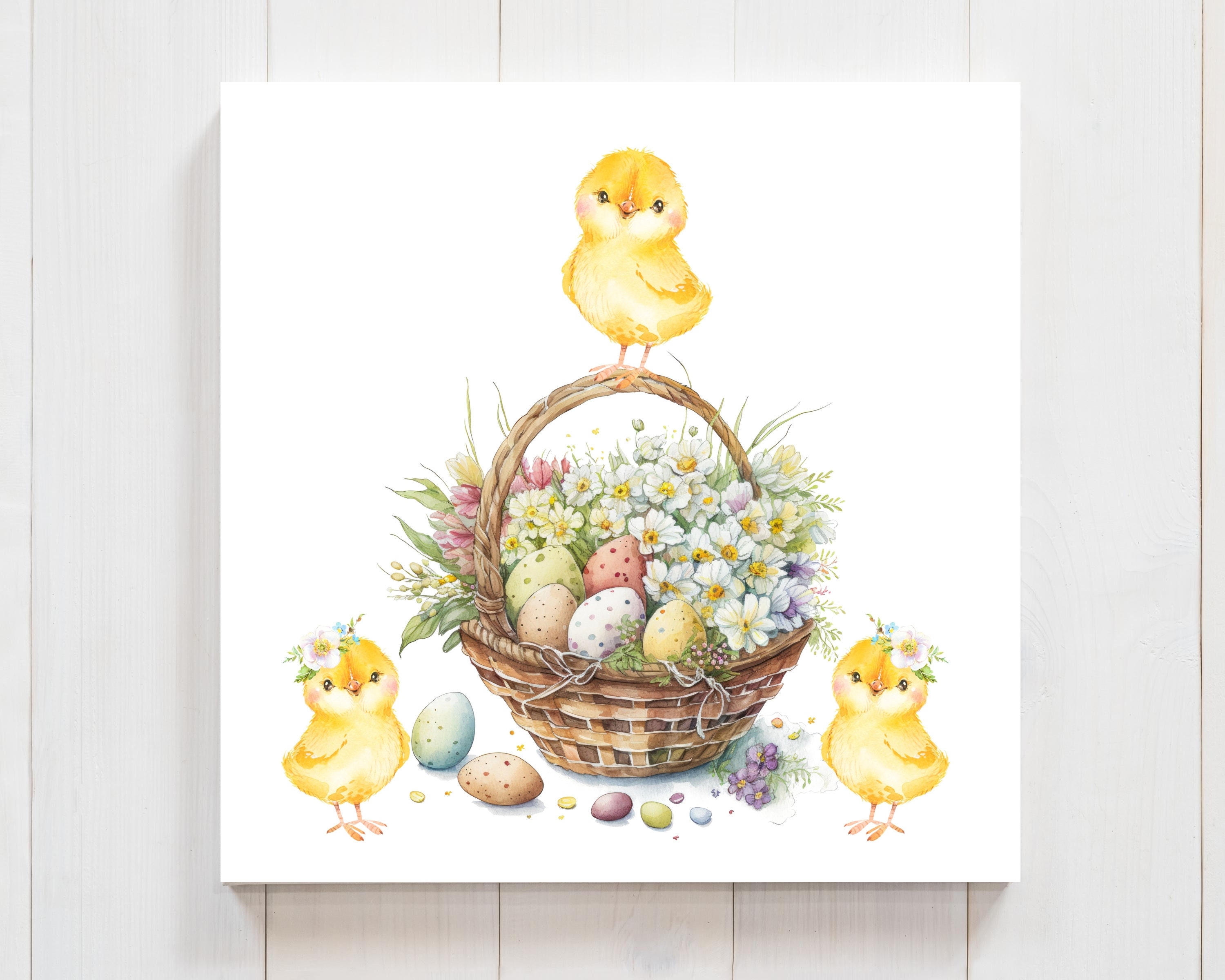 Descarga instantánea de PNG, pollitos de Pascua con cesta de huevos de ...