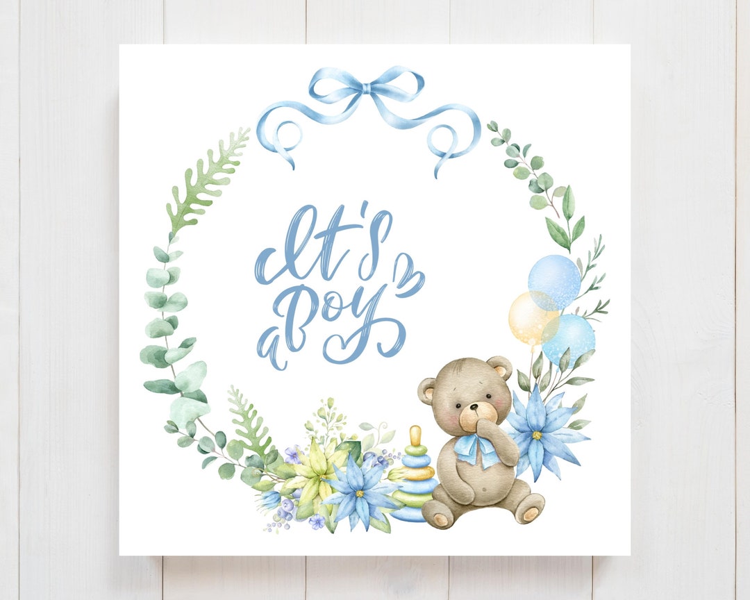 Instant PNG Download, Its A Boy, Baby Boy Wreath, Baby Shower Wreath ...