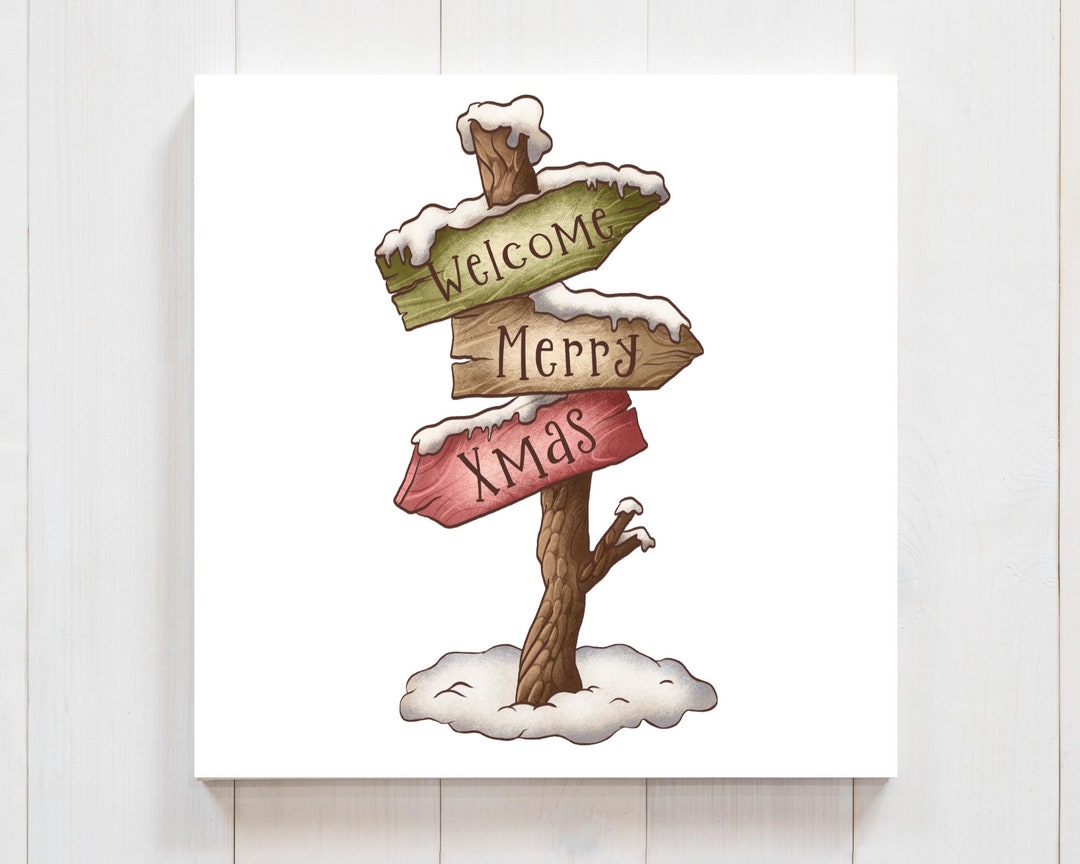 Instant PNG Download Vintage Christmas Signpost Welcome - Etsy