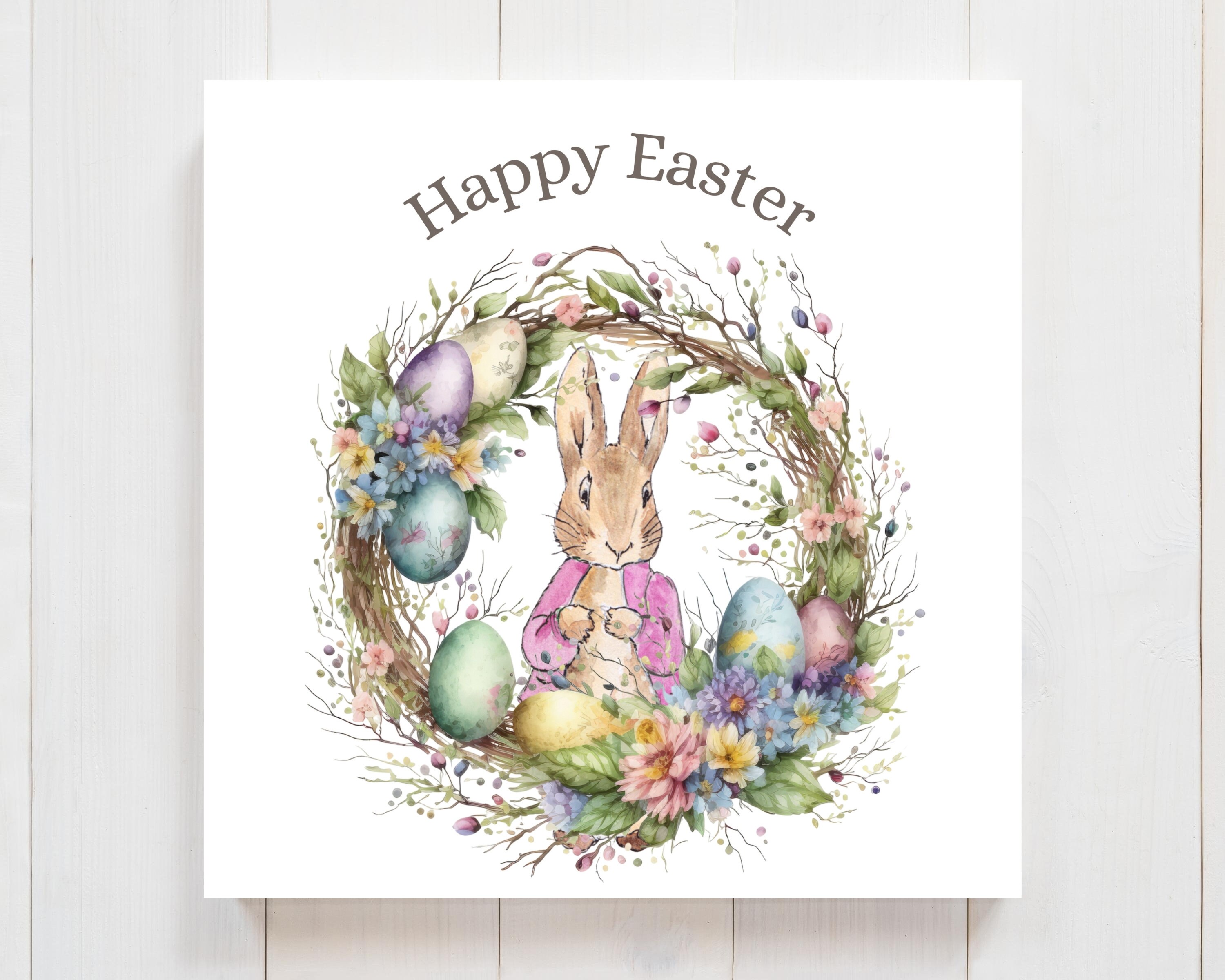 Instant PNG Download, Flopsy Bunny in Wreath, Happy Easter PNG, Happy ...