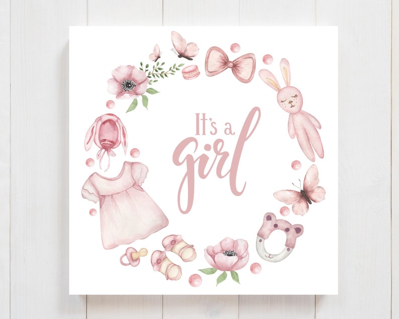 Instant PNG Download, It's A Girl Baby Girl Wreath, Baby Shower Wreath ...