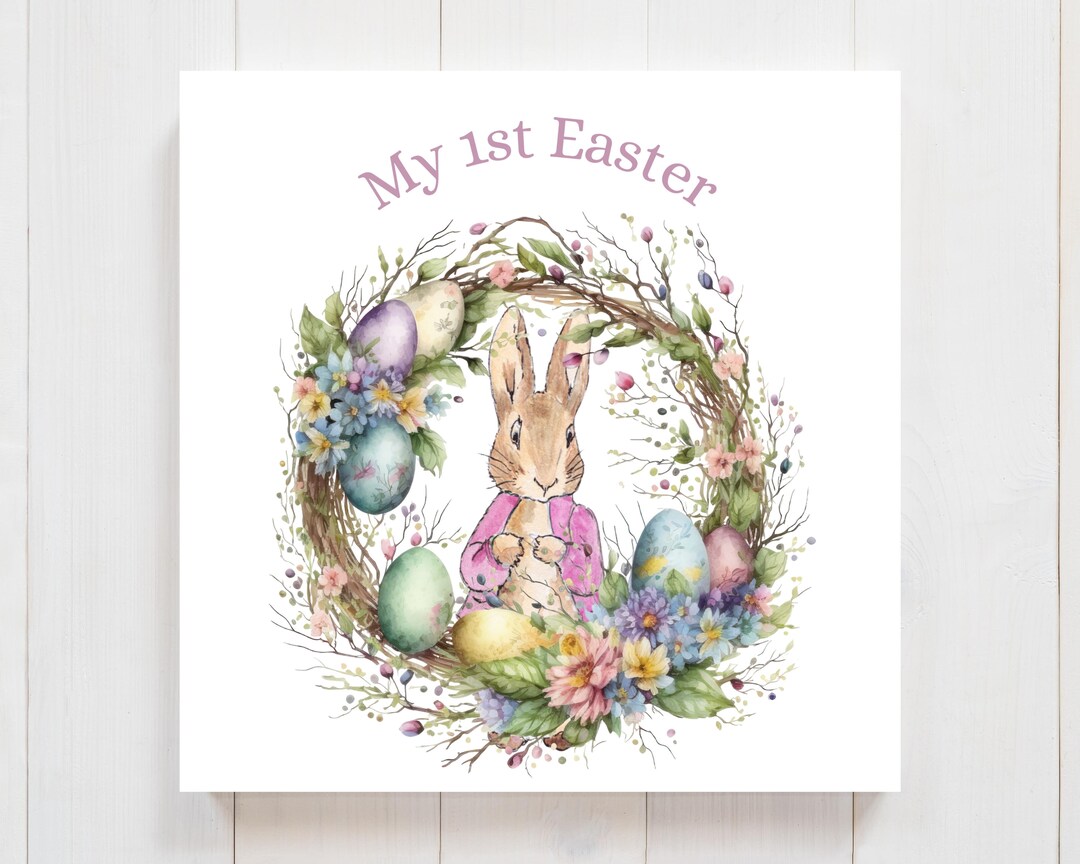 Instant PNG Download, My First Easter, Flopsy in Wreath, Easter PNG ...