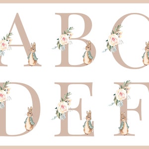 Instant Download, Printable PNG, Peter Rabbit Floral Alphabet ...