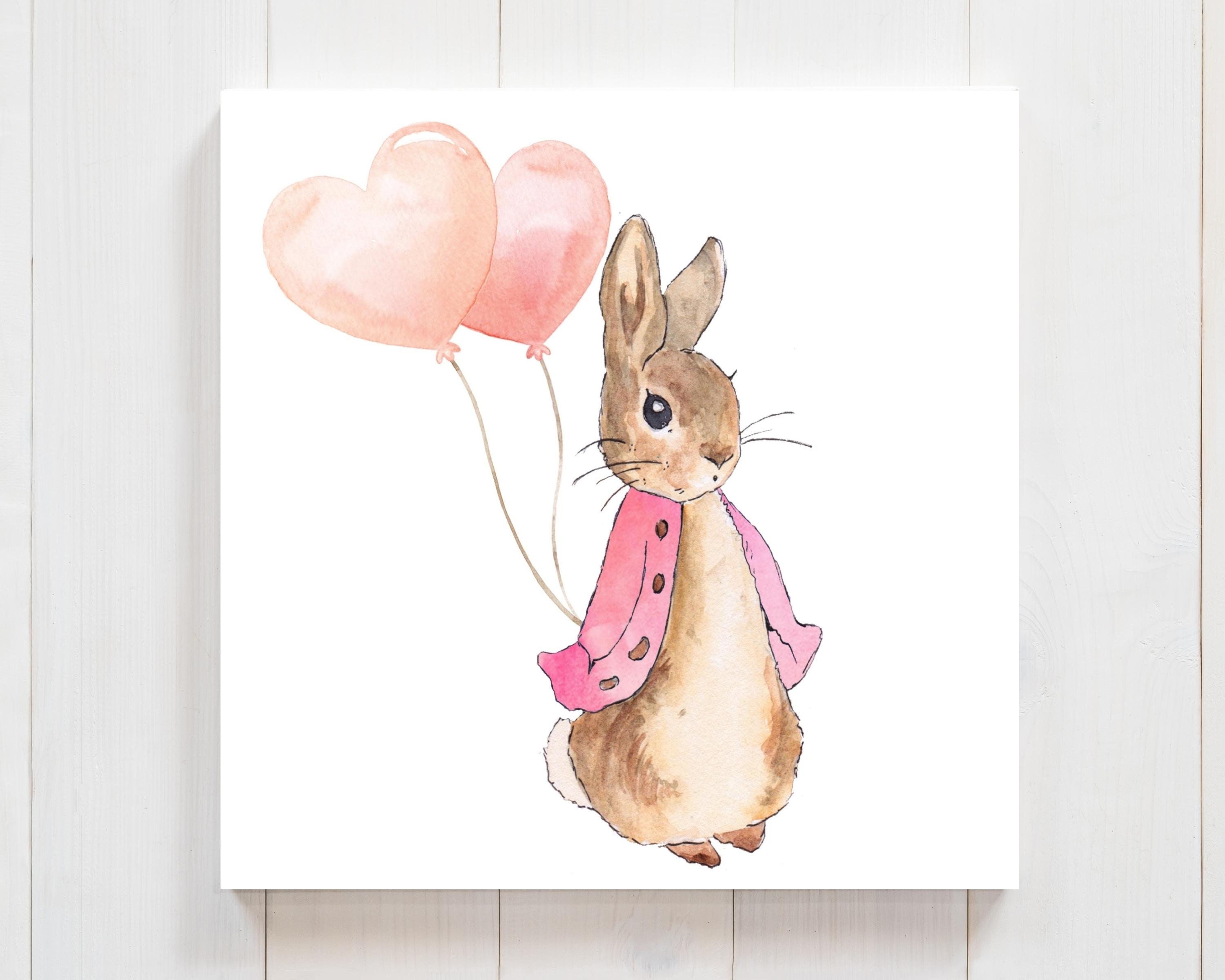 Instant PNG Download, Flopsy Bunny in Pink Jacket With Balloons, Clip ...