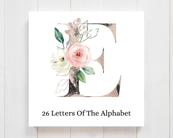 Instant Download PNG Black and Rose Gold Floral Alphabet | Etsy