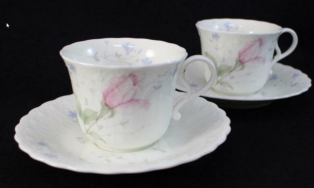 Mikasa April Rose Cups & Saucers China 2 Sets Pink Rose Dish Japan - Etsy