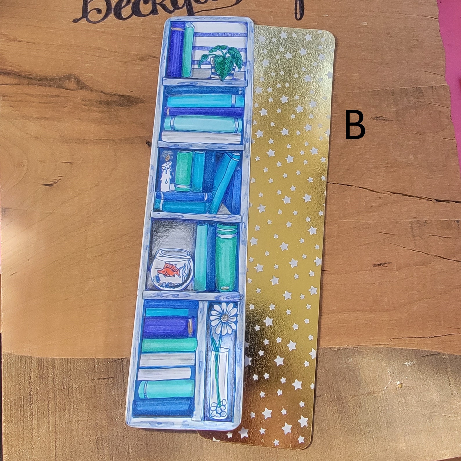 Original Bookshelf Bookmark Hand Colored Embellished With - Etsy