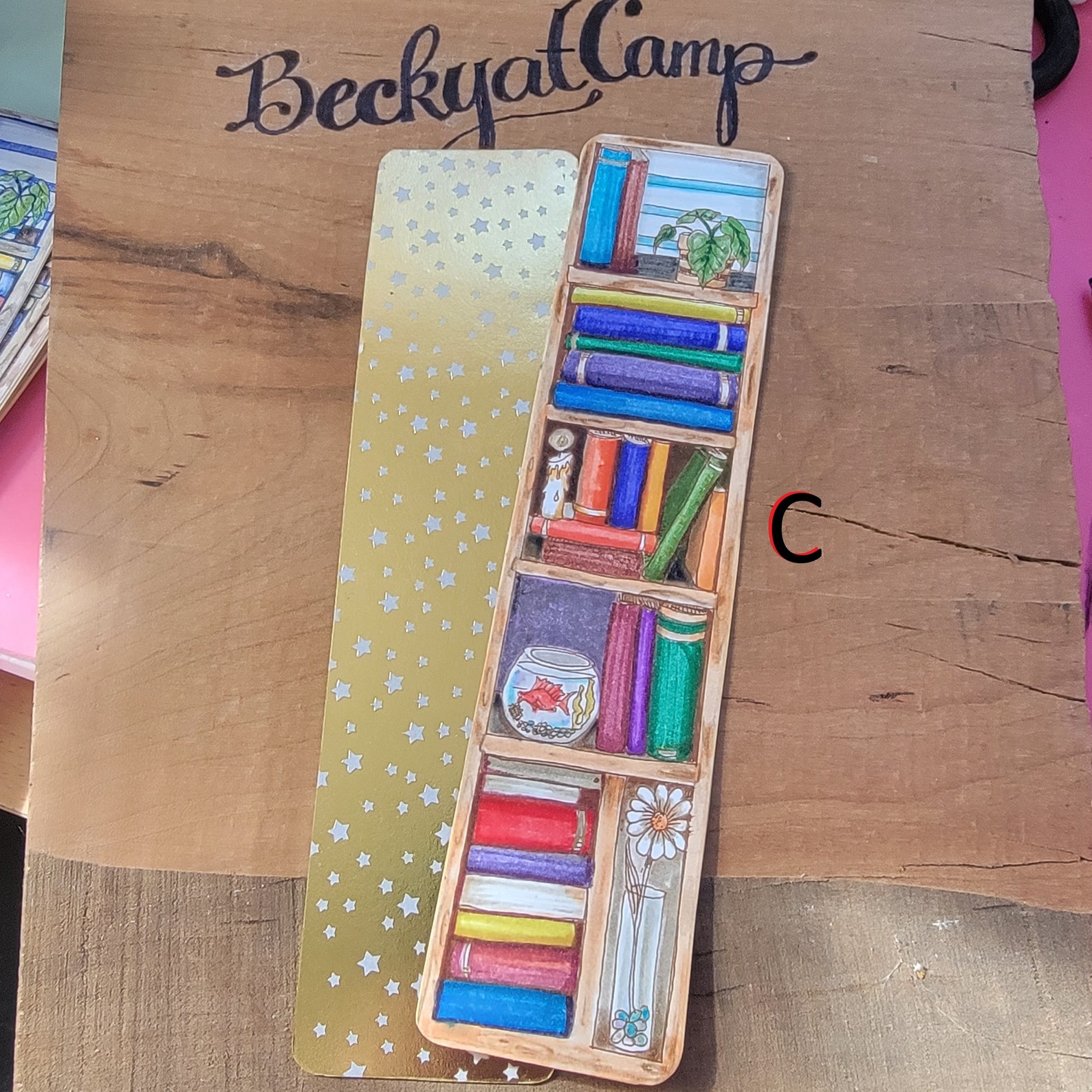 Original Bookshelf Bookmark Hand Colored Embellished With - Etsy