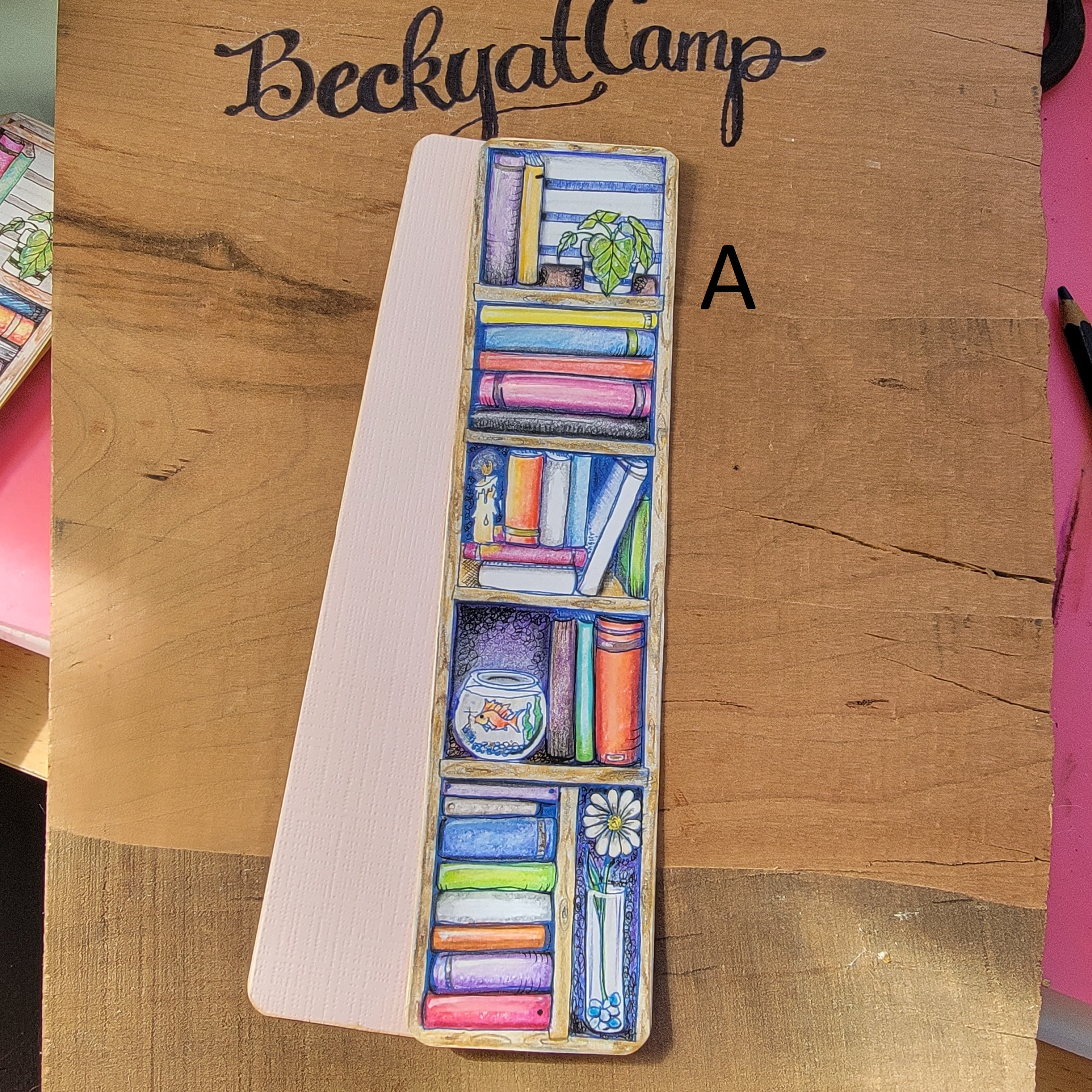 Original Bookshelf Bookmark Hand Colored Embellished With - Etsy