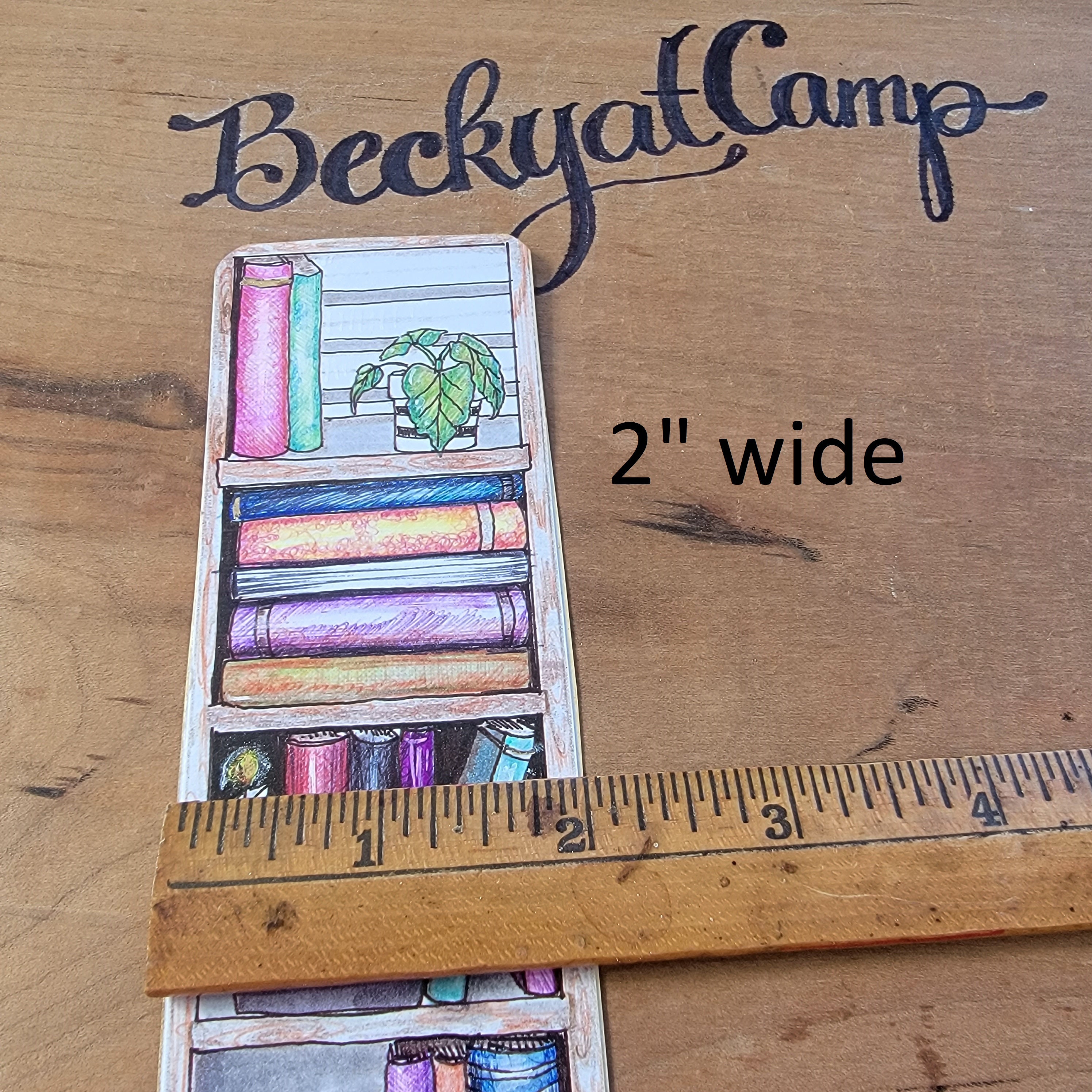 Original Bookshelf Bookmark Hand Colored Embellished With - Etsy