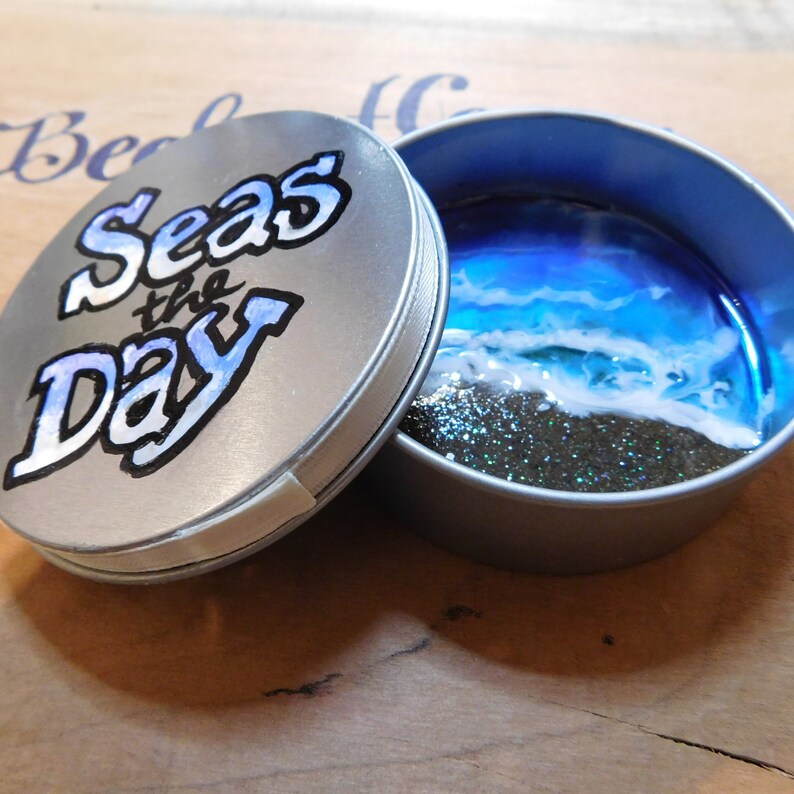 Handmade Ocean Resin Tin: Beach Sand Ring Box - Etsy