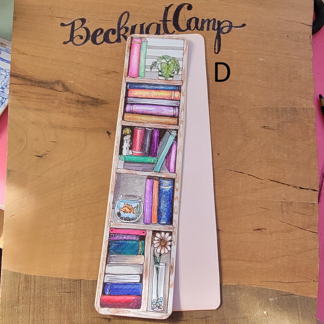 Original Bookshelf Bookmark Hand Colored Embellished With - Etsy