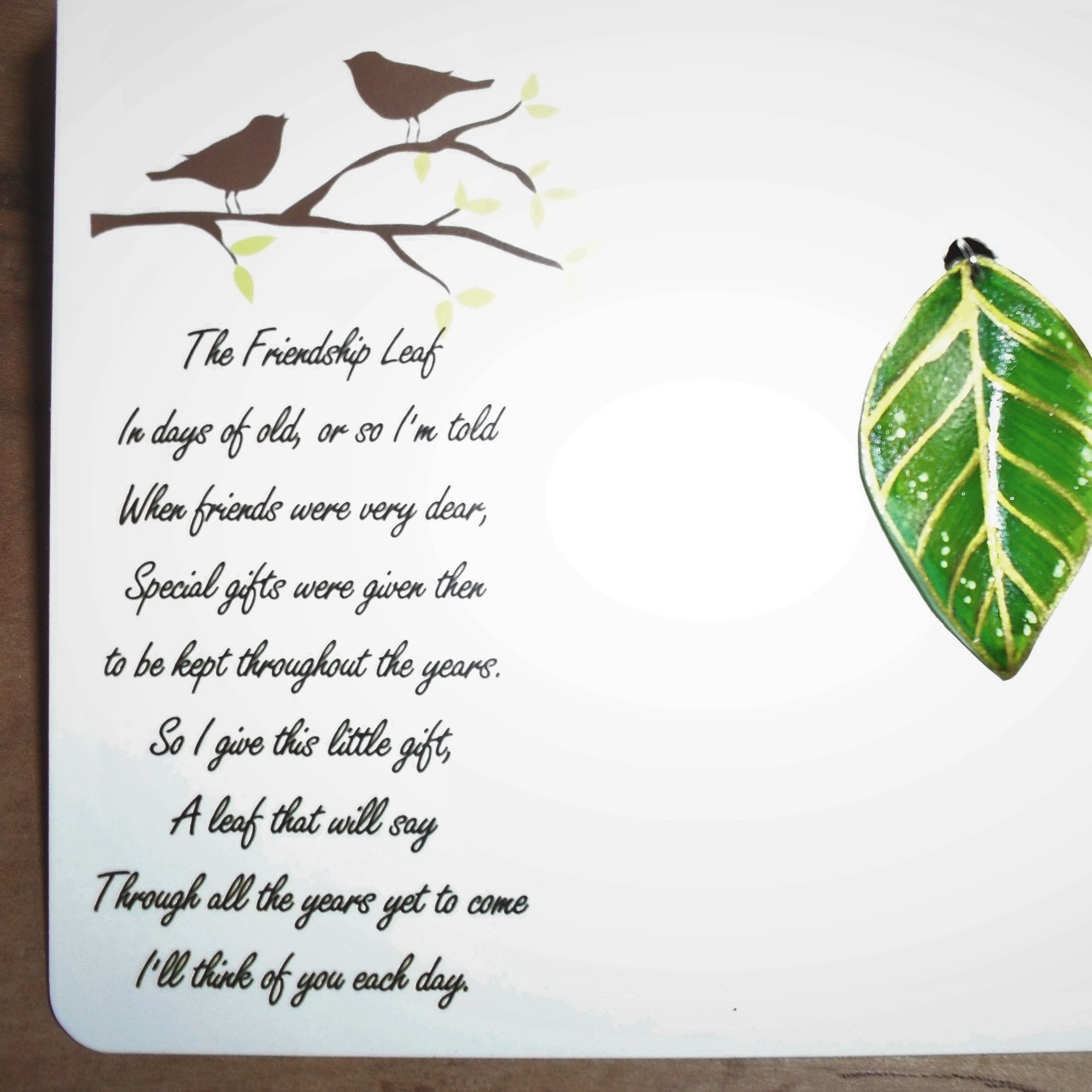 Gift for Friend, Friendship Leaf Card With Green Leaf Necklace Gift ...
