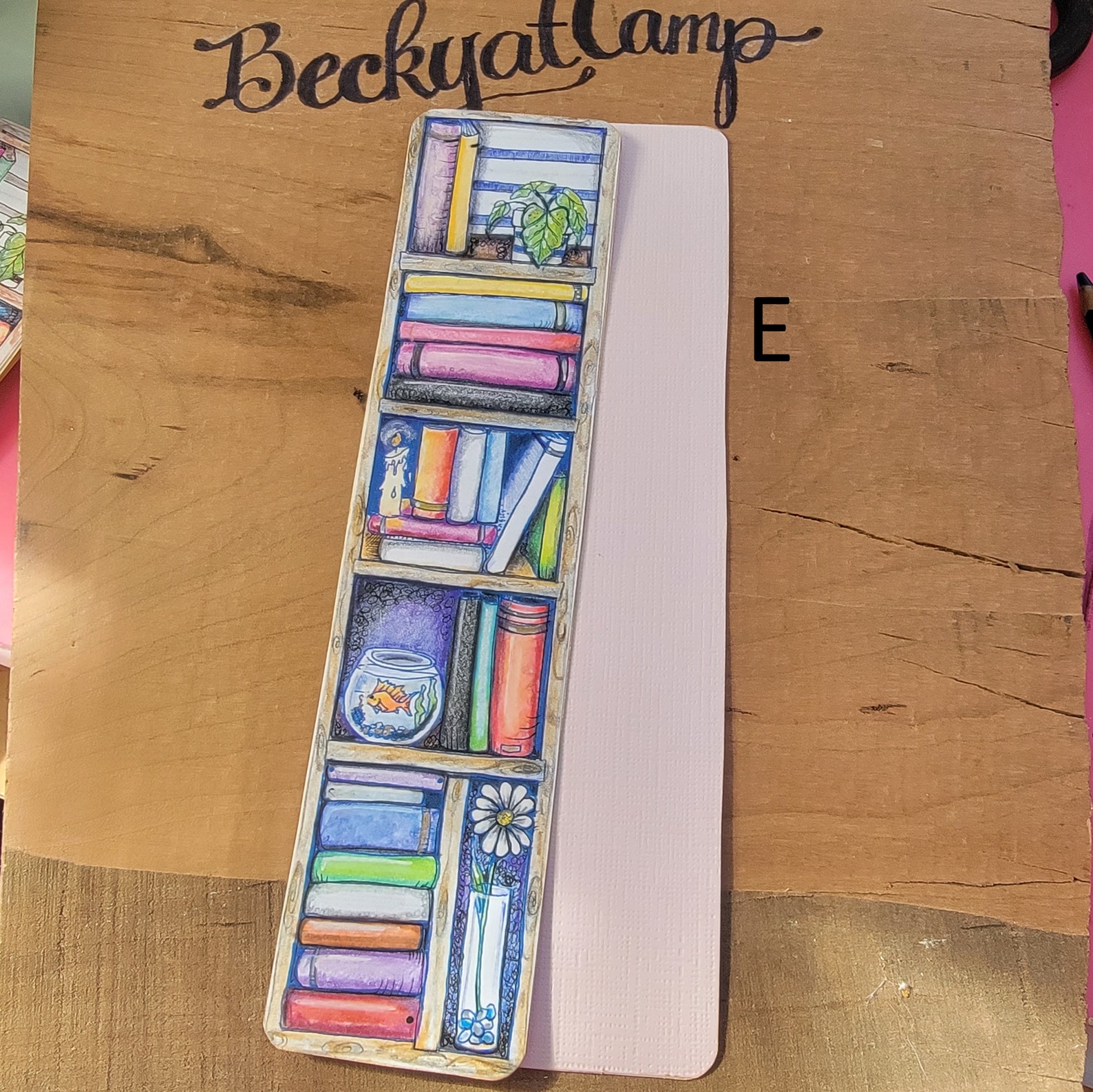 Hand-colored Bookshelf Bookmark With Gold Foil Accents - Etsy
