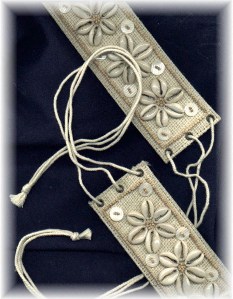Beaded Sea Shell Hard Jute Belt With Ties - Etsy