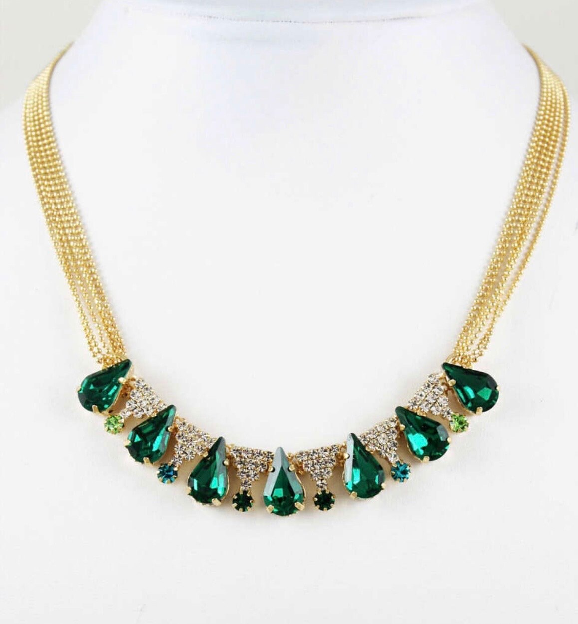 Emerald Green Rhinestone Statement Necklace - Etsy