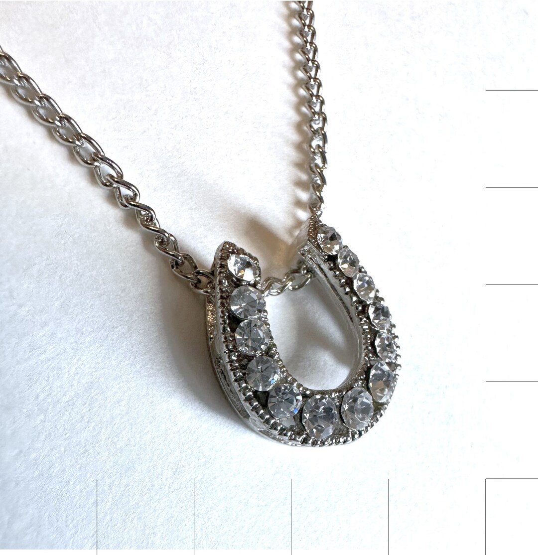 Minimalist Sliding Sparkling Rhinestone Lucky Ornate Horseshoe Charm ...