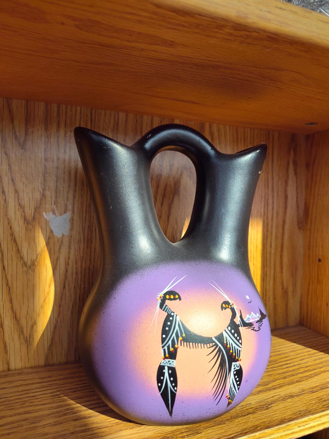 VINTAGE Native American Navajo Double Snout Pitcher Handpainted Signed ...