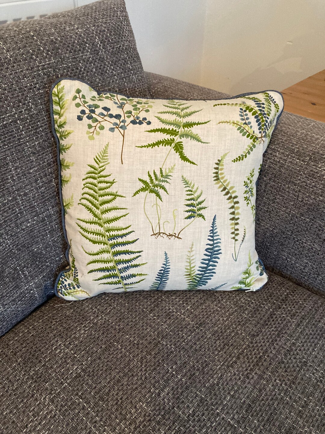 Swaffer Fern Cushions, Various Sizes With Contrast Piping and Cream Zip ...