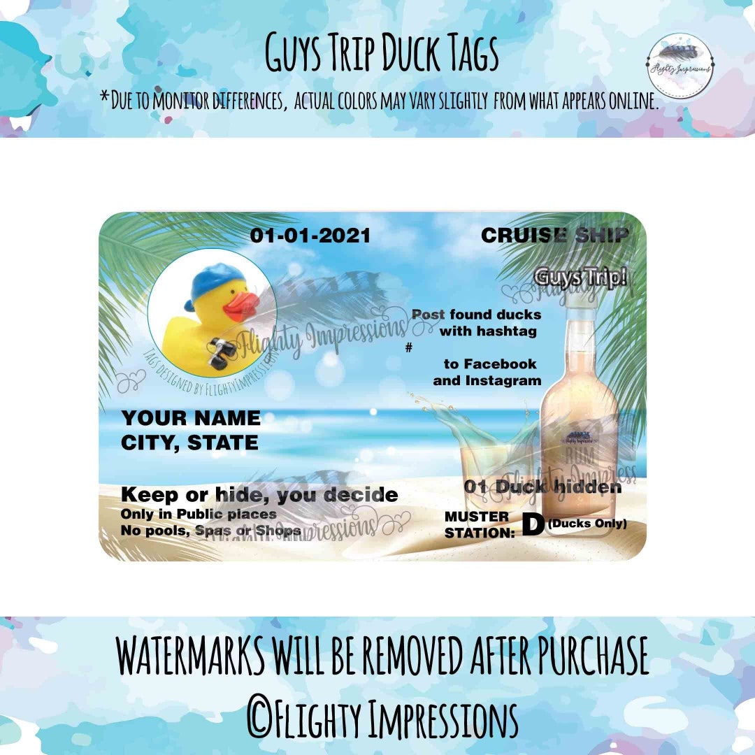 Guys Trip|duck Passport Tags|customizable|digital File Only|you Print ...
