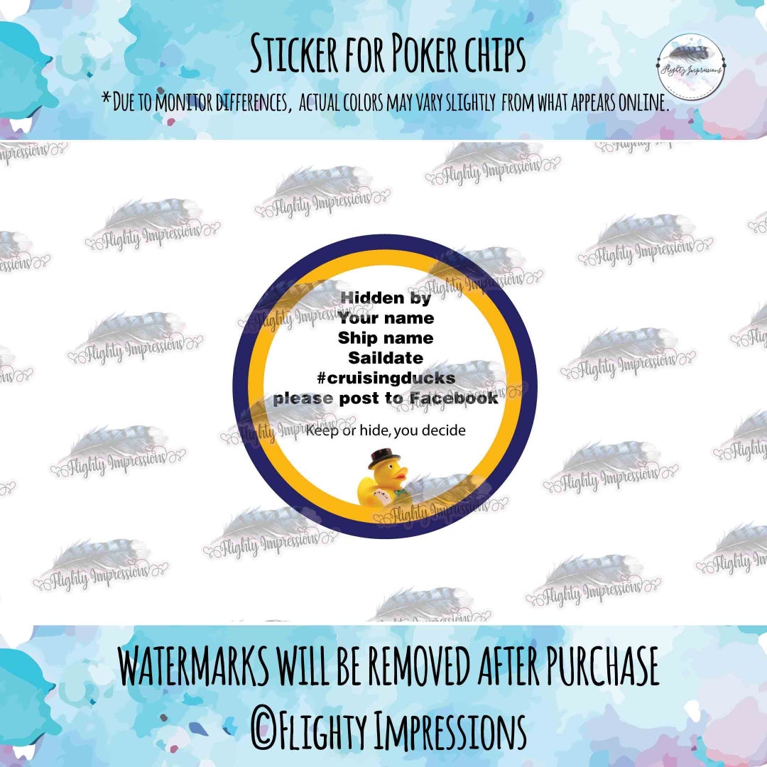 Poker Chip Stickers|duck Tags|customizable|digital File Only|you Print ...