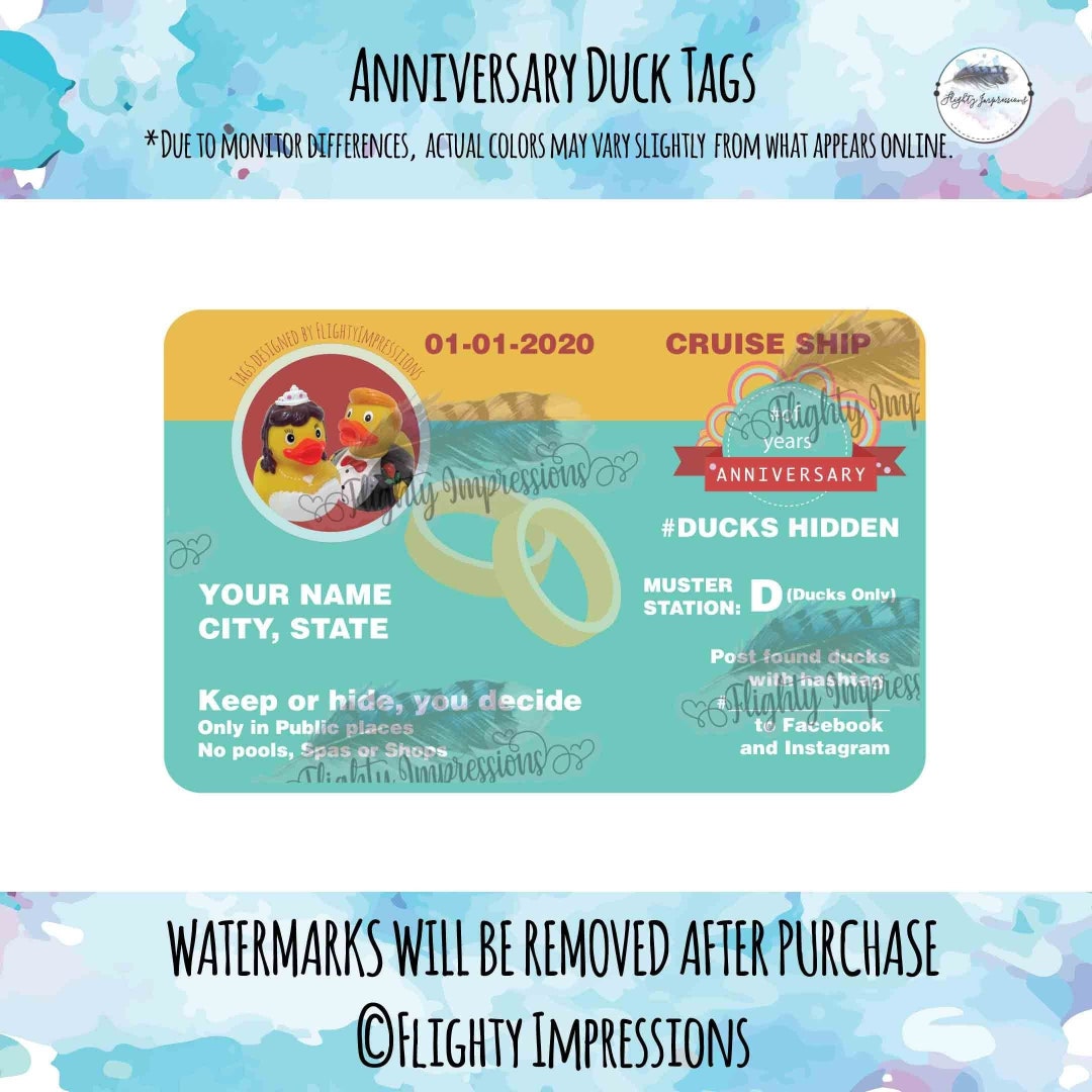 Anniversary Duck Passport Tags|customizable|digital File Only|you Print ...