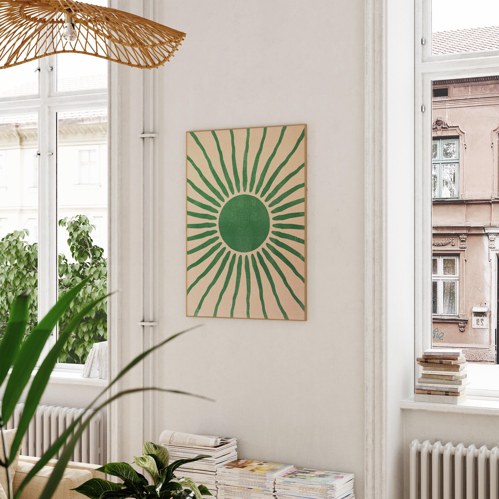 Sage Green Sun & Moon Print Set: Boho Living Room Decor (digital ...