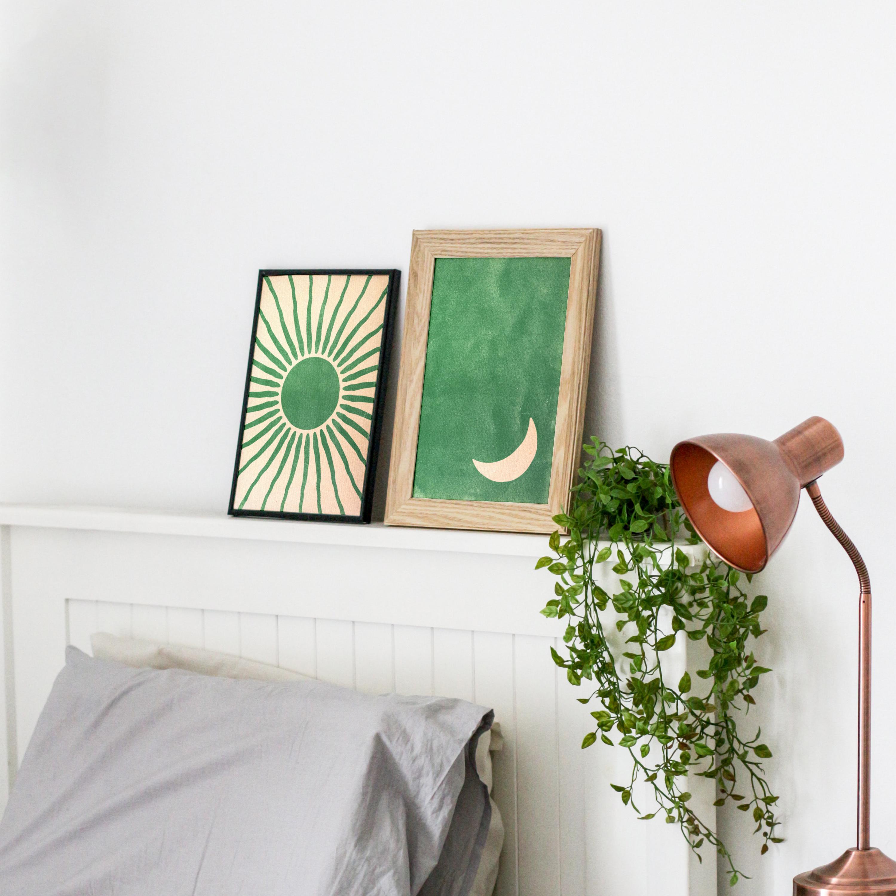 Sage Green Sun & Moon Print Set: Boho Living Room Decor (digital ...