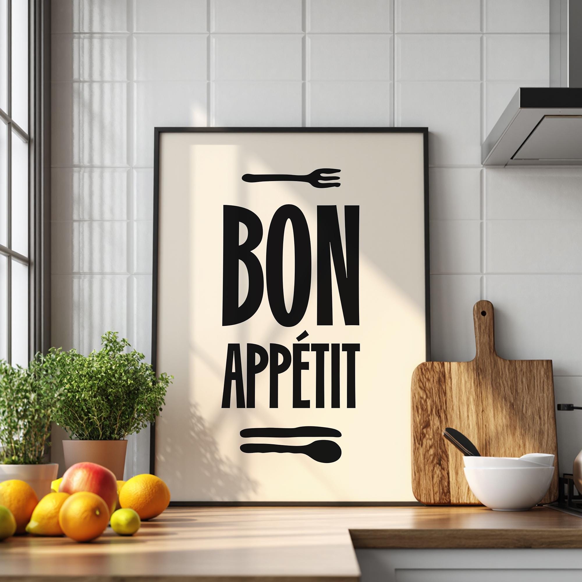 Bon Appetit Kitchen Print: French Quote, Minimalist Wall Art (digital ...