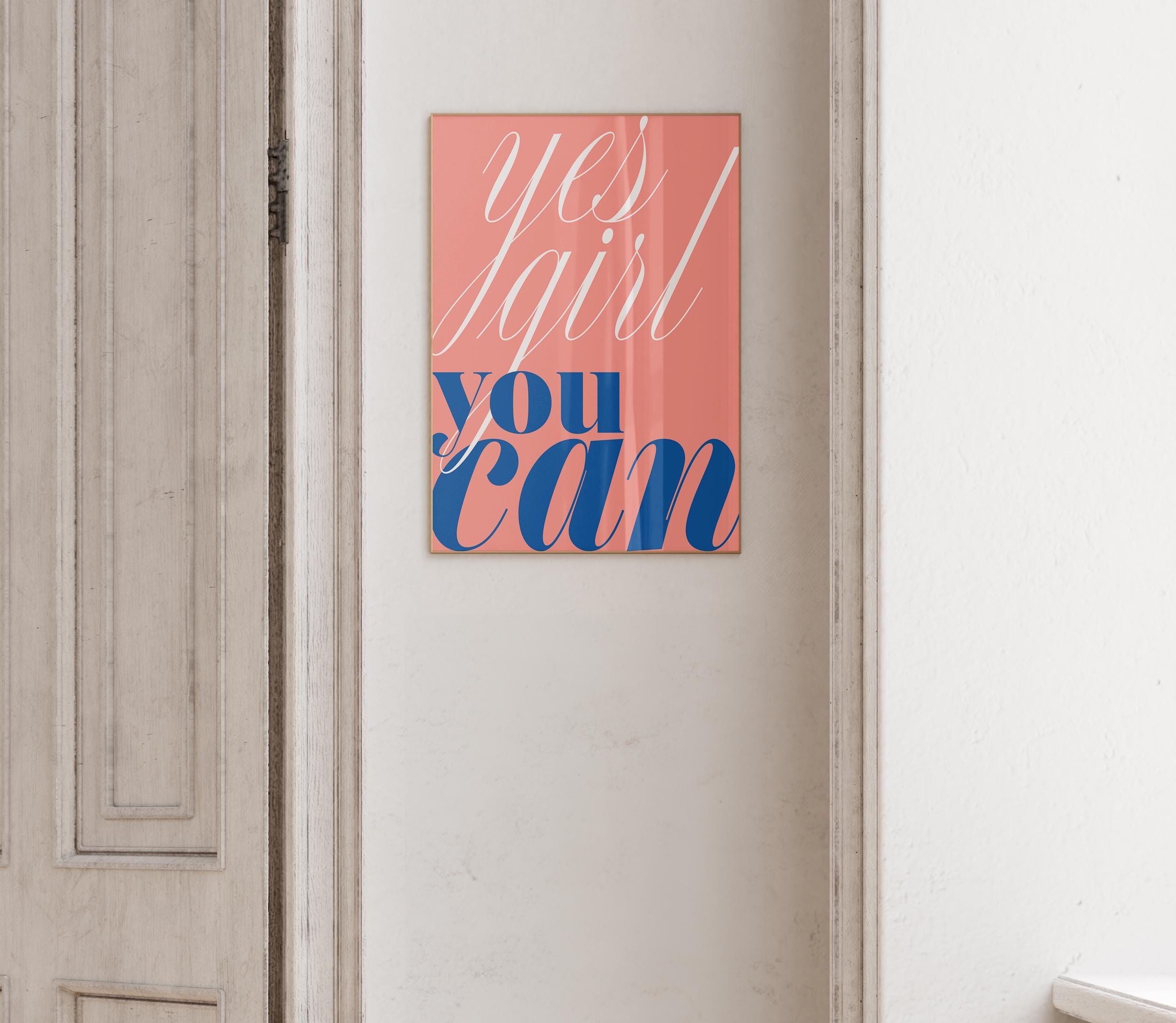 Yes Girl You Can Wall Art Preppy Pink Prints, Female Empowerment Poster ...
