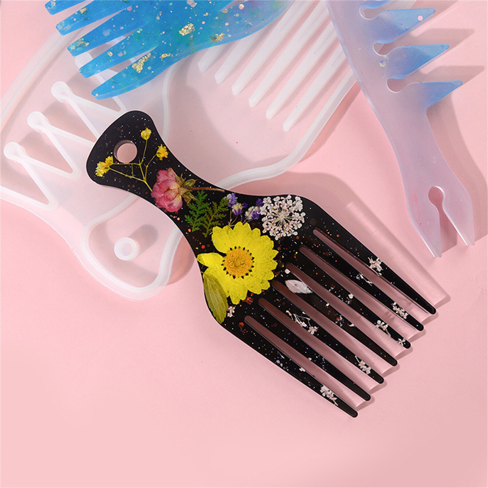 Comb Resin Epoxy Silicone Mold Wide Tooth Comb Silicone Mold Resin Afro ...
