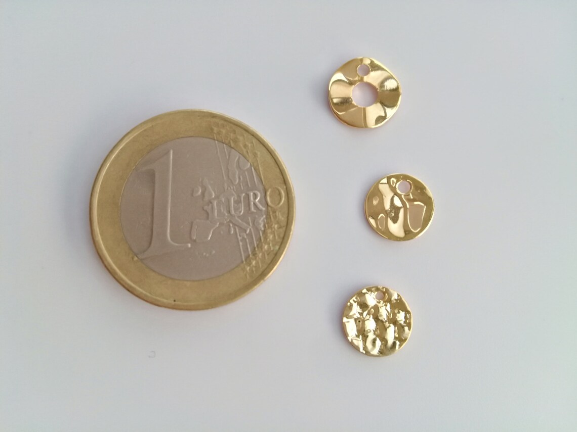 Wholesale Gold Plated Mini Round Disc Charms, Hammered Disc Charms, Diy ...