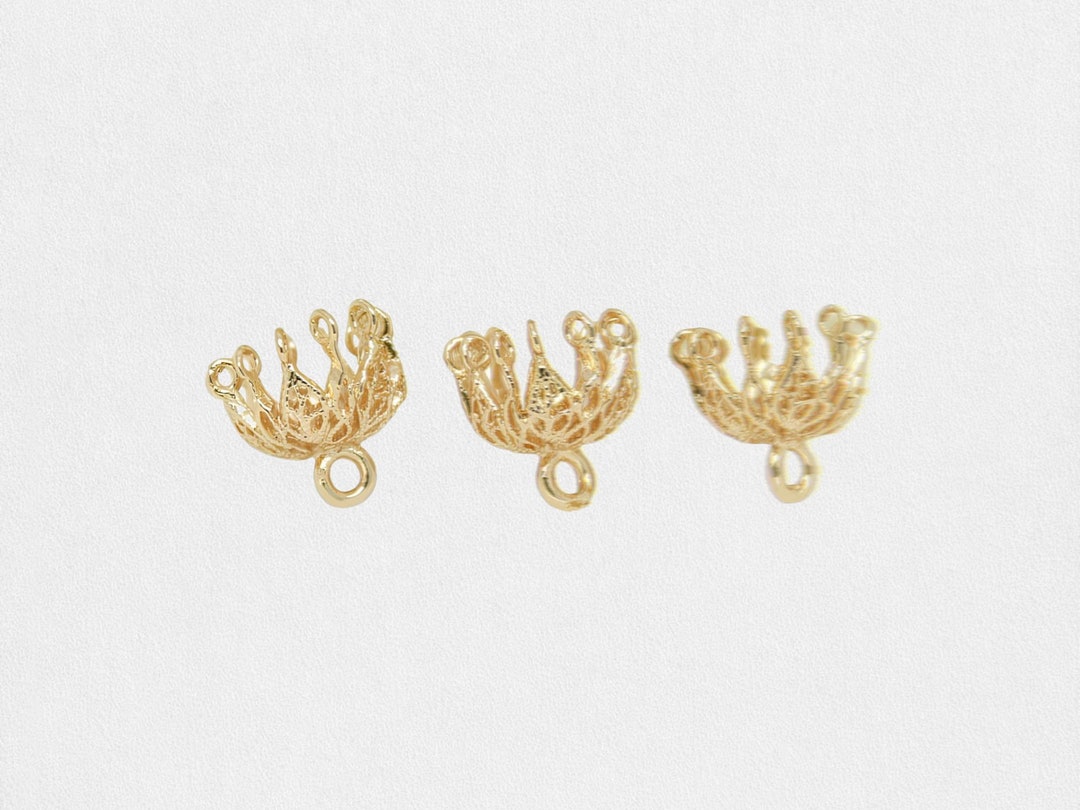 Gold Plated Bead Cap With Jump Ring, Tassel Bead Caps Wholesale, Diy ...