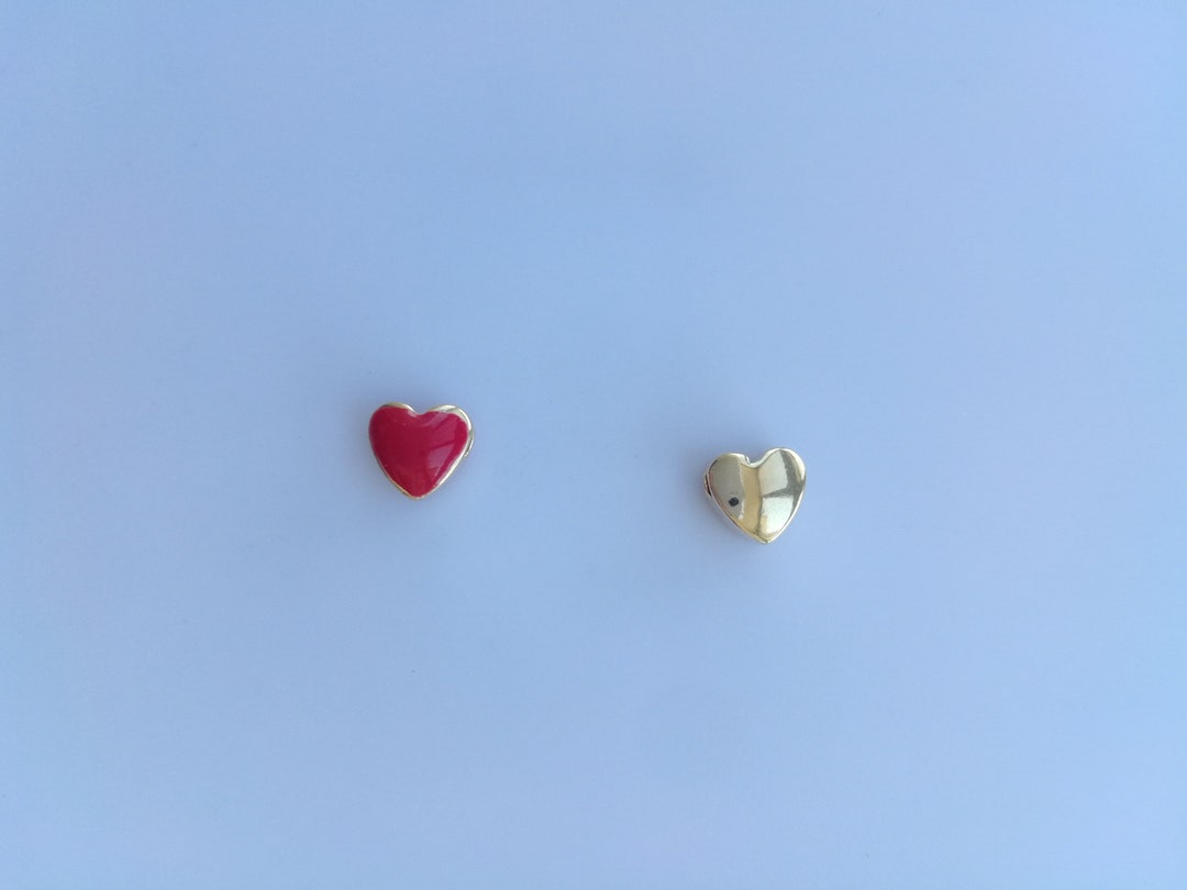 Wholesale Gold Plated Small Red Heart Beads, Gold Heart Beads, 5mm/6mm ...