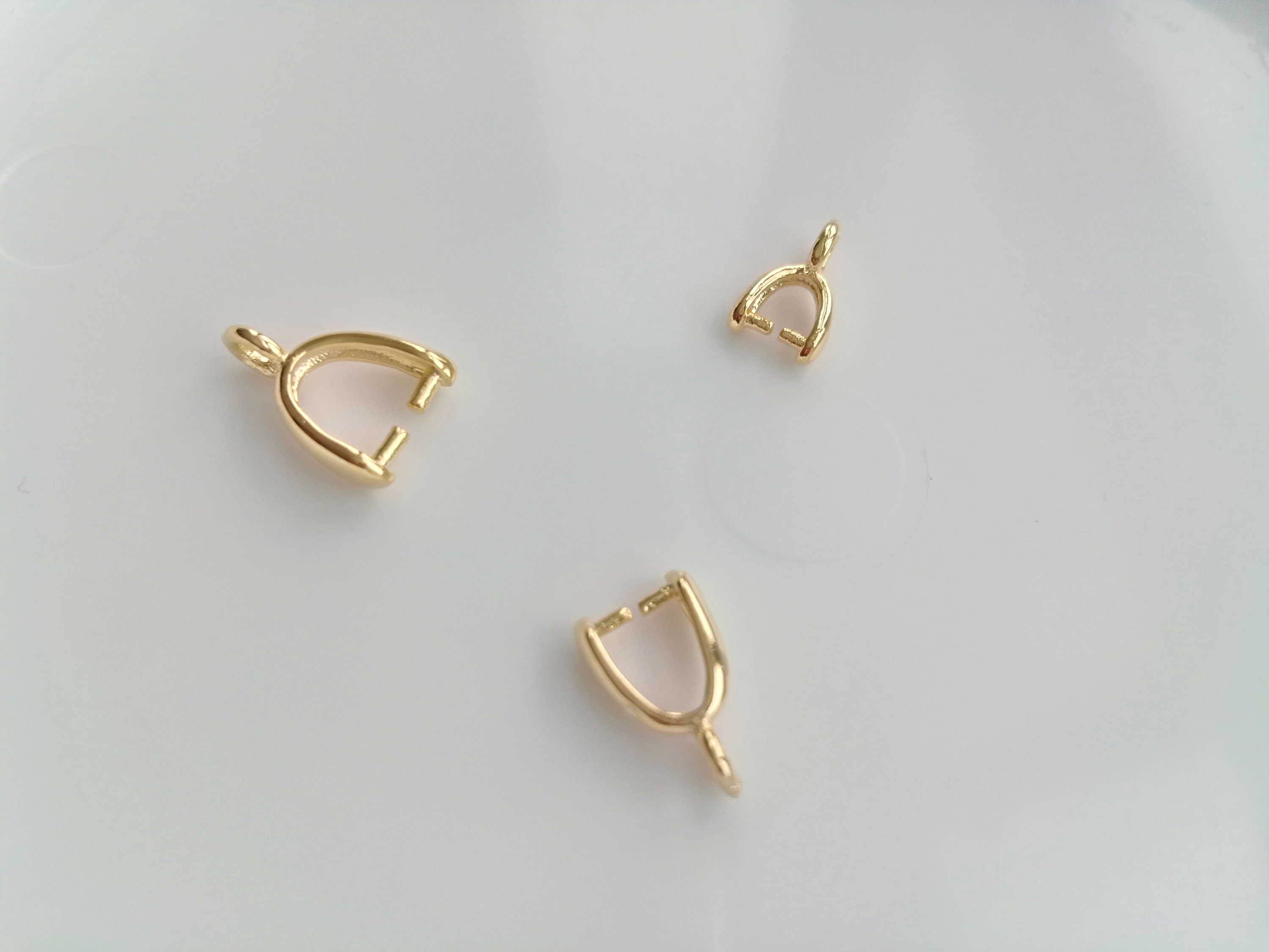 Gold Plated Brass Pinch Bail Clasps, Jewelry Pendant Connectors, 7.5mm ...