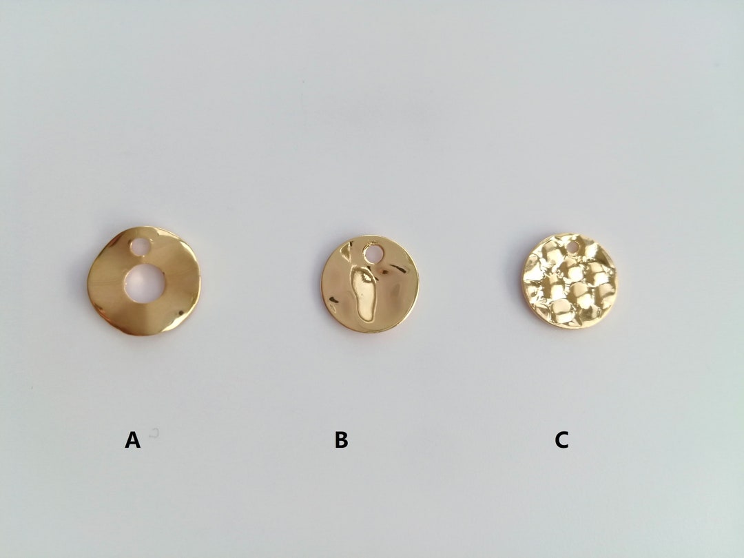 Wholesale Gold Plated Mini Round Disc Charms, Hammered Disc Charms, Diy ...