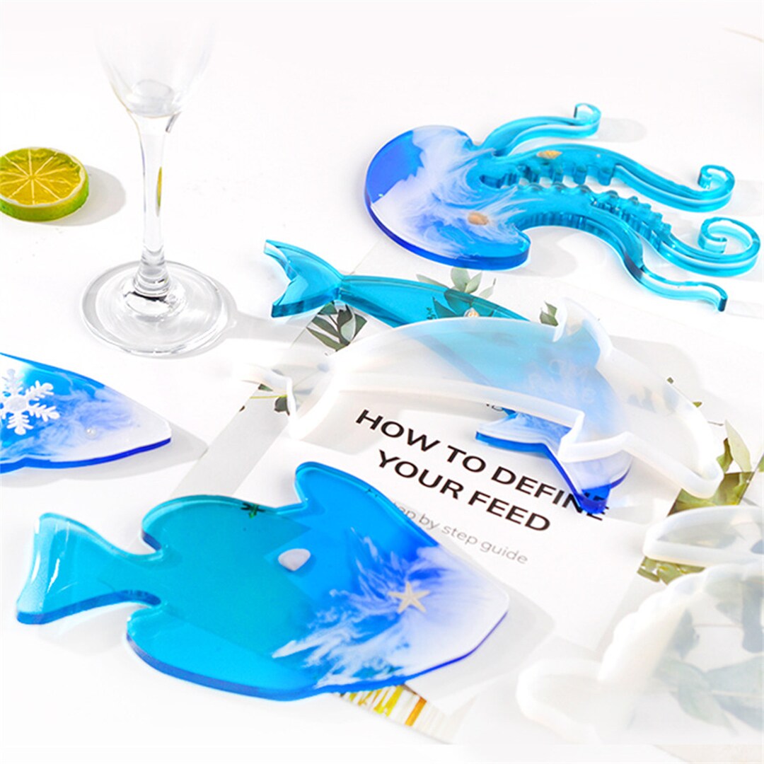 Marine Life Coaster Silicone Mold Set Turtle Octopus Fish Whale Six ...