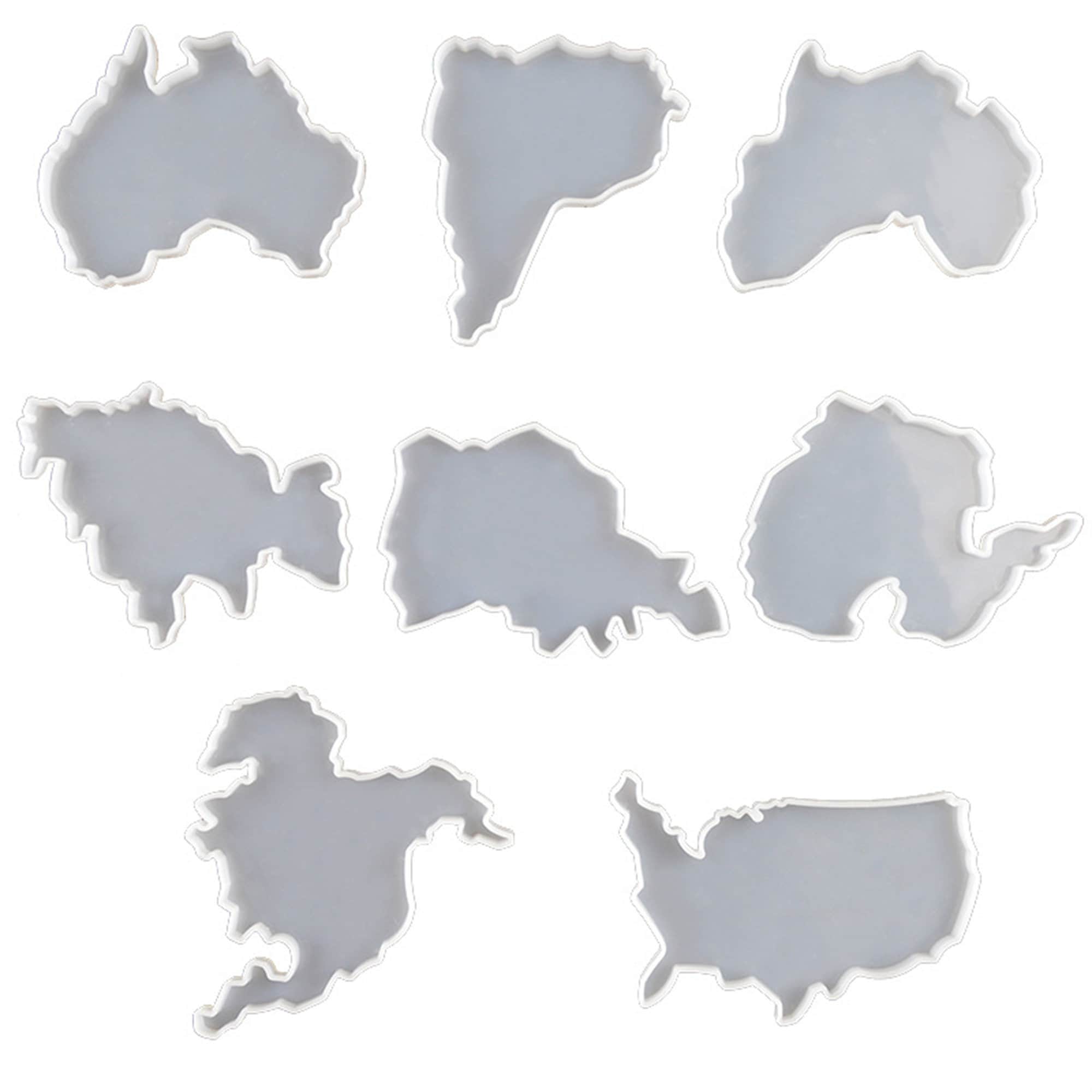 Seven Continent Map Coaster Silicone Mold Resin Epoxy Oceania South ...