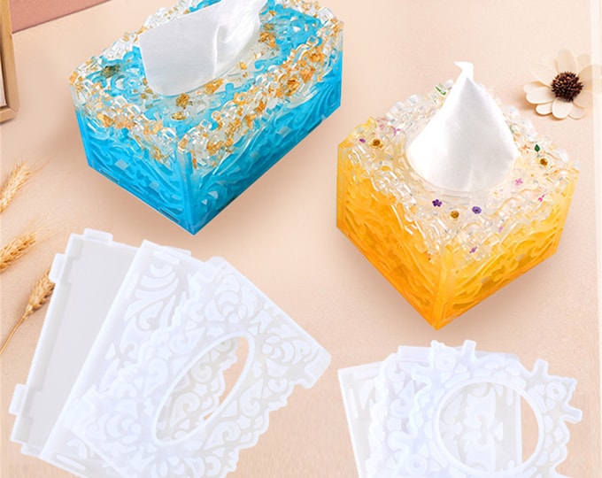 Hollow Pattern Tissue Box Silicone Mold Napkin Storage Box Resin Epoxy ...