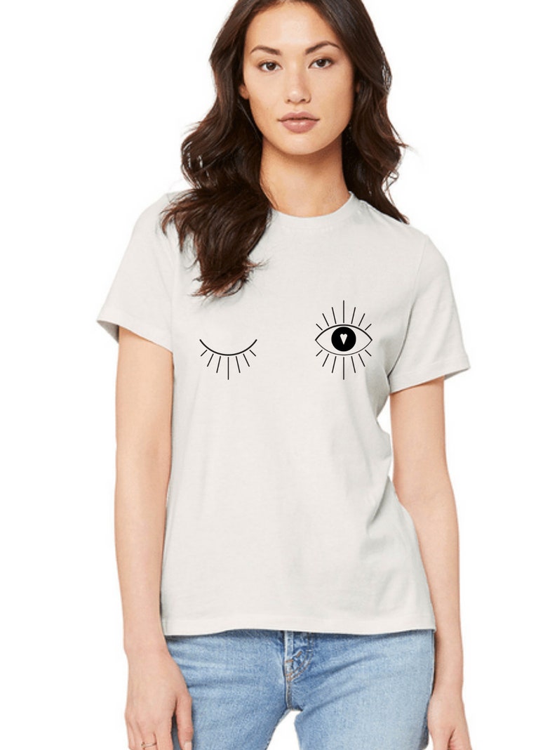 Winking Eye Boob T-shirt Evil Eye Boob Tee Wink Lash - Etsy