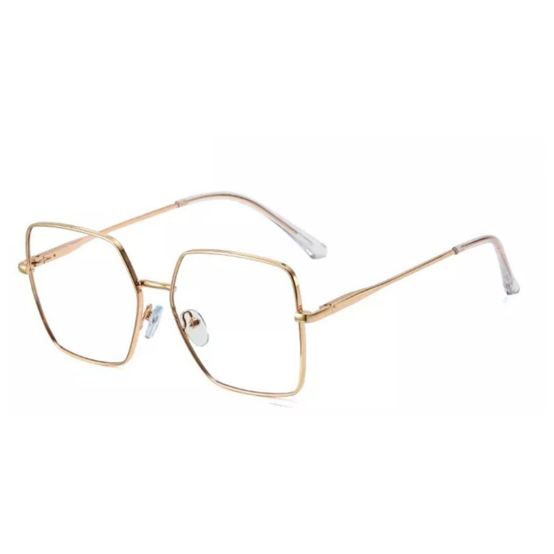 Retro Gold Oversized Square Computer Glasses Gold Blue Light Blocking ...