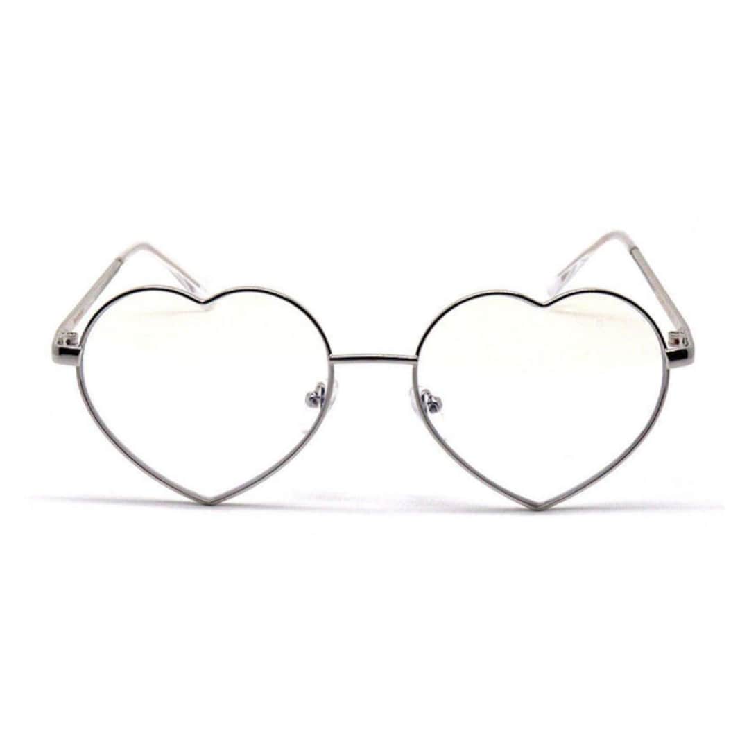 Silver Heart Shaped Prescription Glasses Heart Shape RX Eyeglasses ...