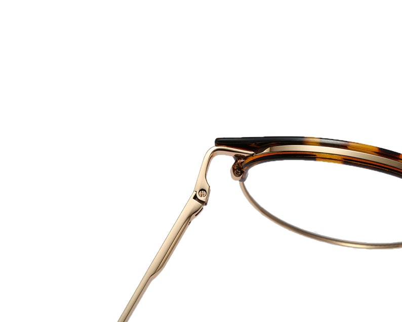 Tortoise Round Brow Line Retro Gold And Brown Computer Glasses Blue 7033