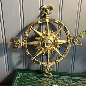Vintage 7.75 Wide Solid Brass Compass Rose Wall Art, Rose of the Winds ...