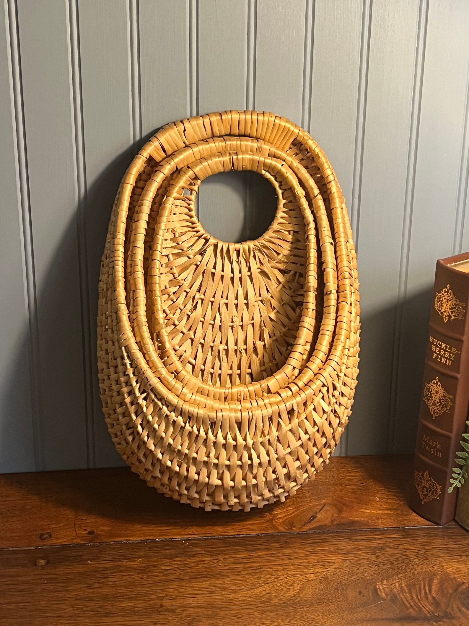Set of 3/vintage Boho Wicker Wall Baskets Pocket Planters - Etsy