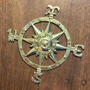 Vintage 7.75 Wide Solid Brass Compass Rose Wall Art, Rose of the Winds ...